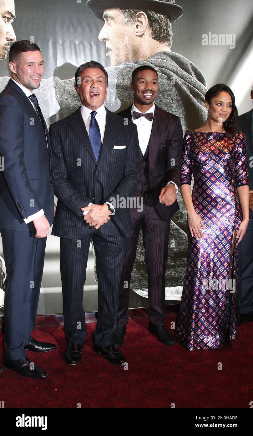 From left, Tony Bellew, Sylvester Stallone, Michael B. Jordan and Tessa ...