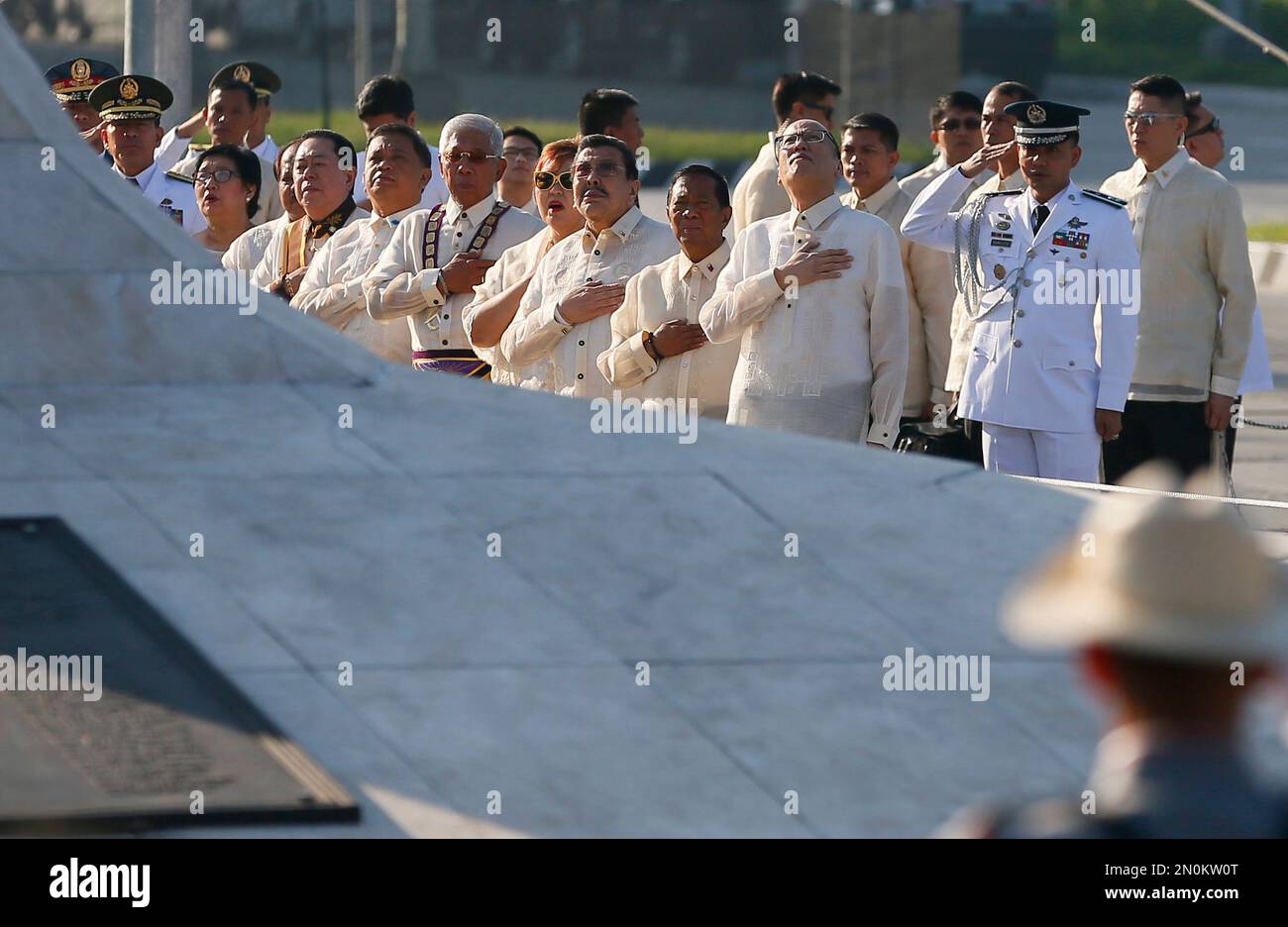 Philippine President Benigno Aquino III, second from right in front row ...