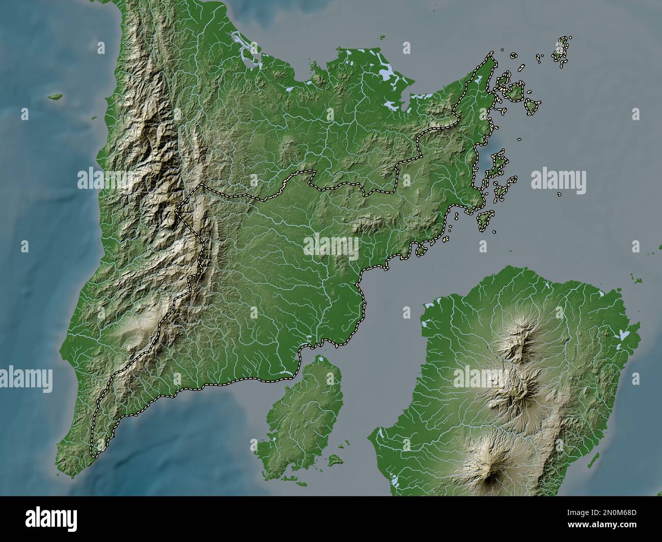 Iloilo, province des Philippines. Carte d'altitude colorée en style ...