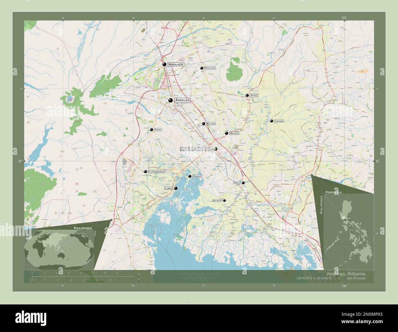 Pampanga, province des Philippines. Ouvrez la carte des rues. Lieux et ...