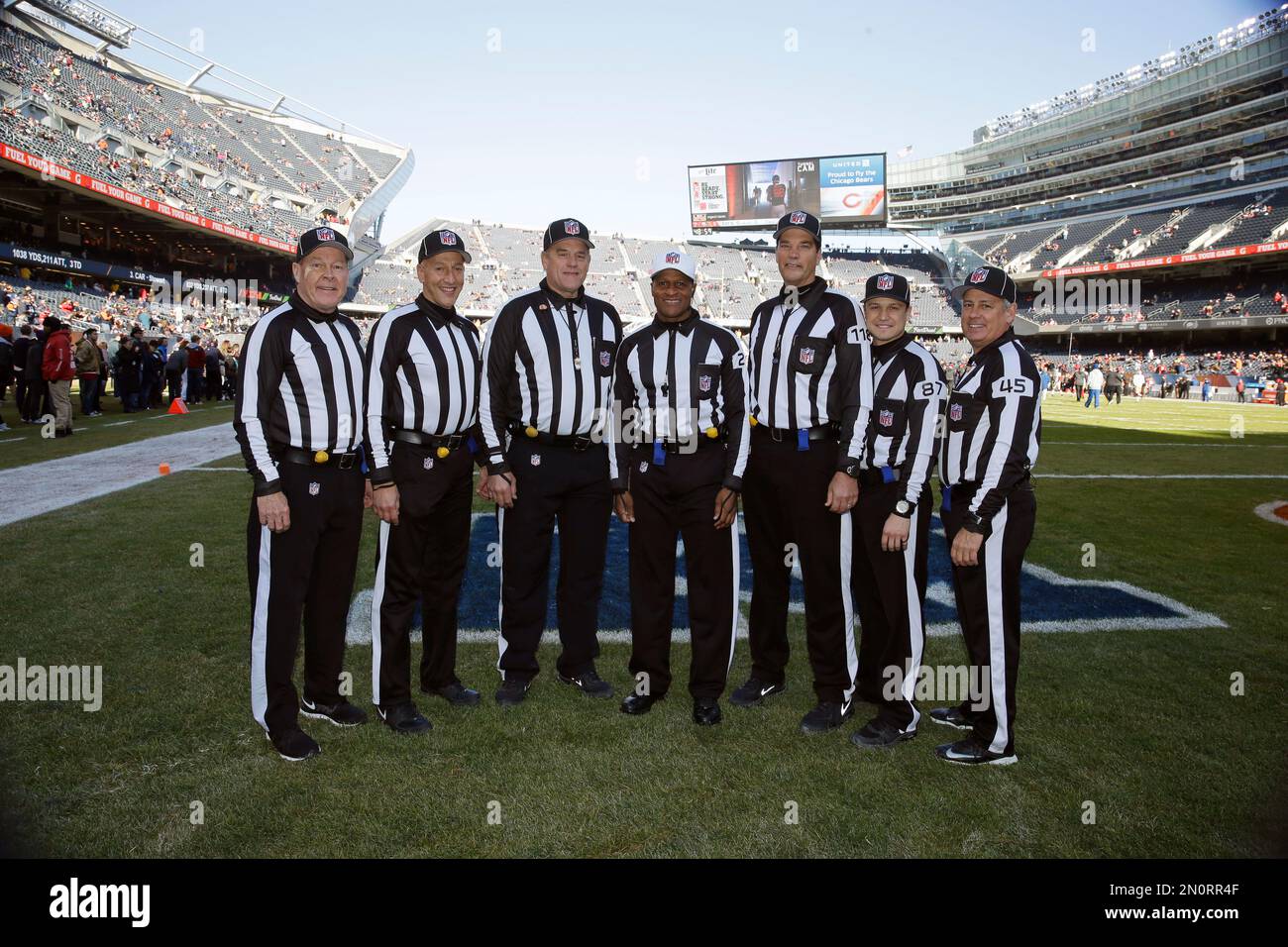 NFL head linesman John McGrath (5), back judge Tony Steratore (112 ...