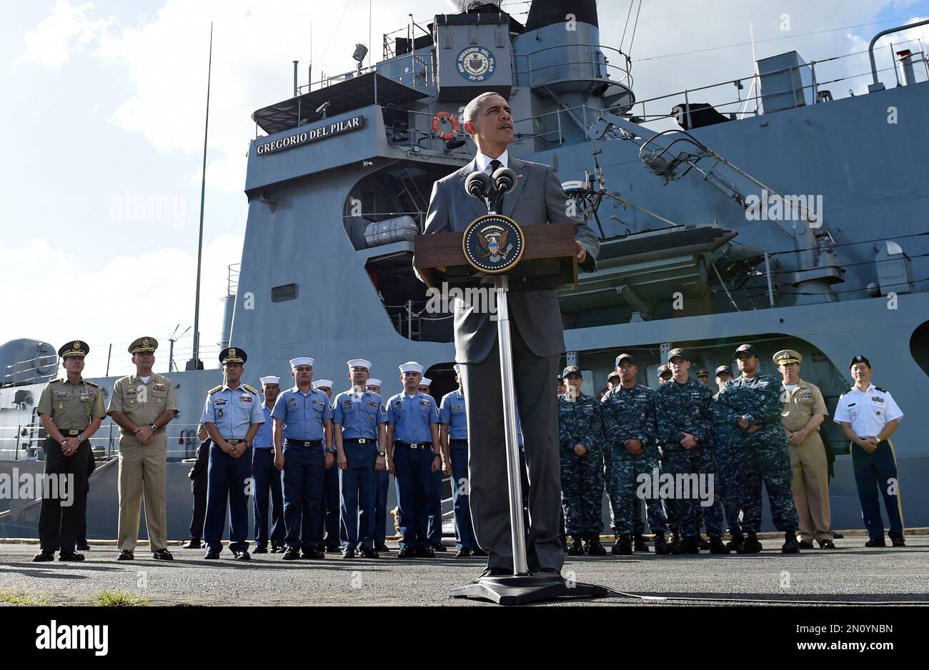 U.S. President Barack Obama speaks to reporters after touring the BRP ...