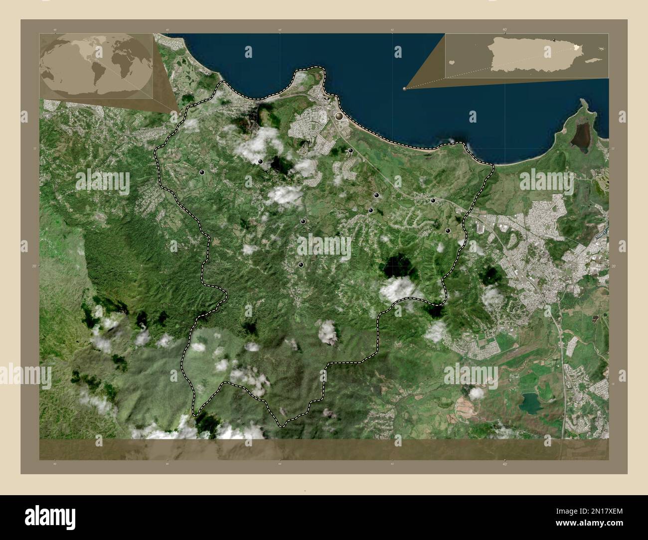Luquillo, municipalité de Porto Rico. Carte satellite haute résolution ...