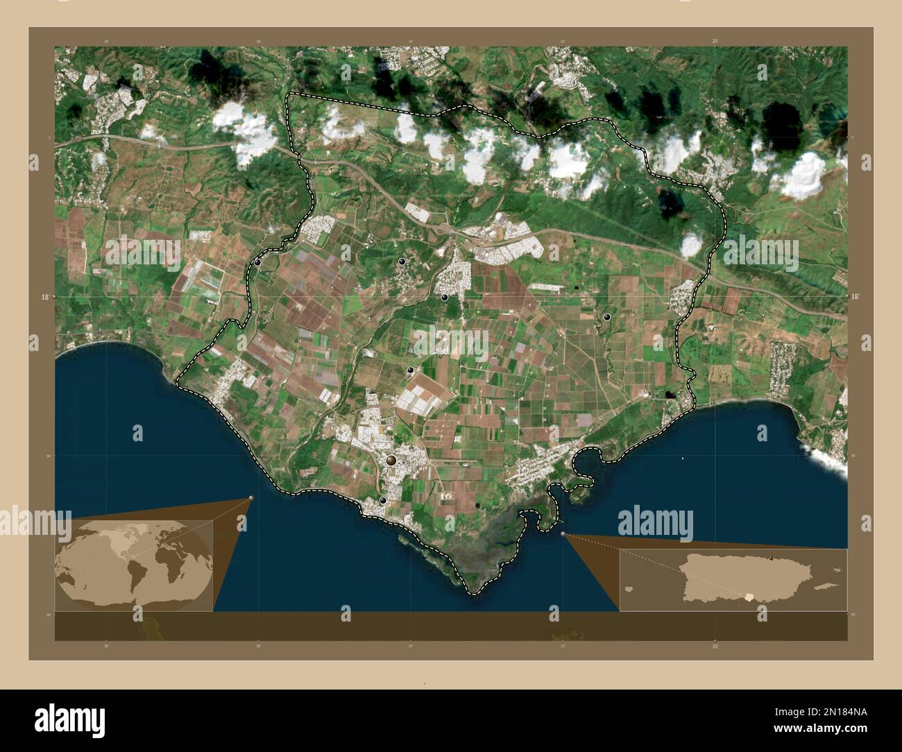 Santa Isabel, municipalité de Porto Rico. Carte satellite basse ...
