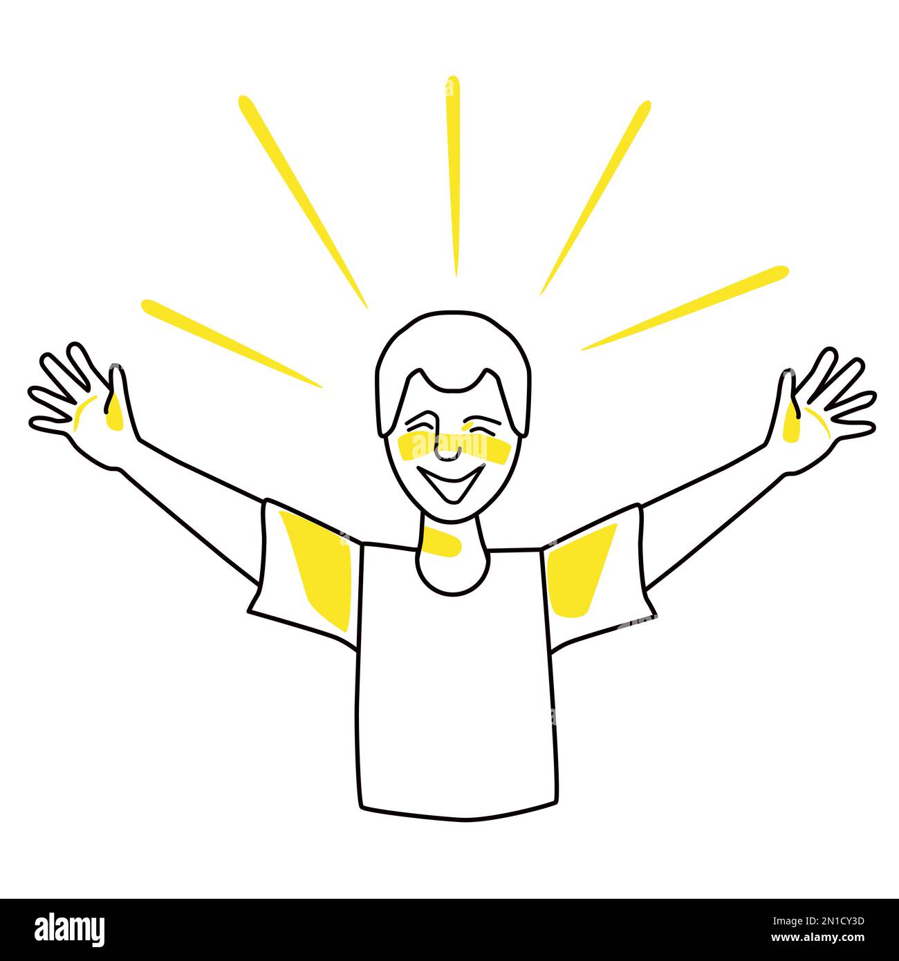 Joyeux garçon, émotion du bonheur. Joyeux adolescent moitié vecteur de ...