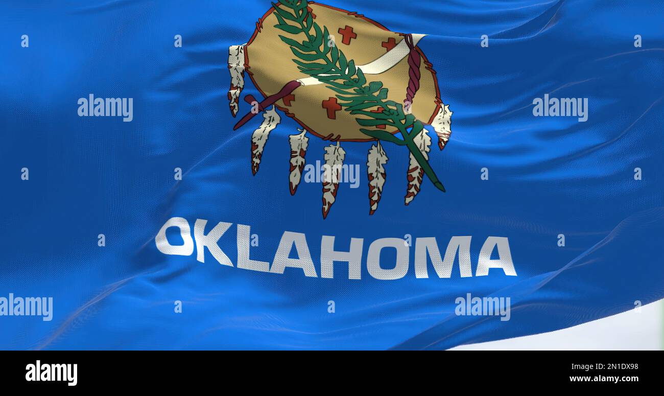 Vue rapprochée du drapeau de l'État de l'Oklahoma. L'Oklahoma est un ...