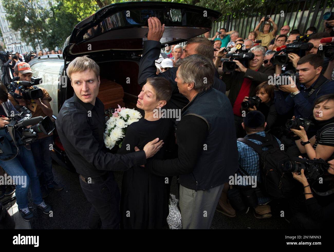 Ekaterina Durova, center, daughter of famous Russian actor Lev Durov ...