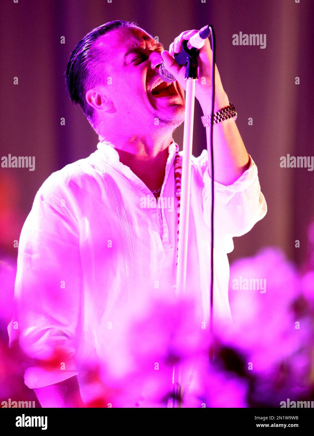 Mike Patton of the band Faith No More performs in concert during their ...