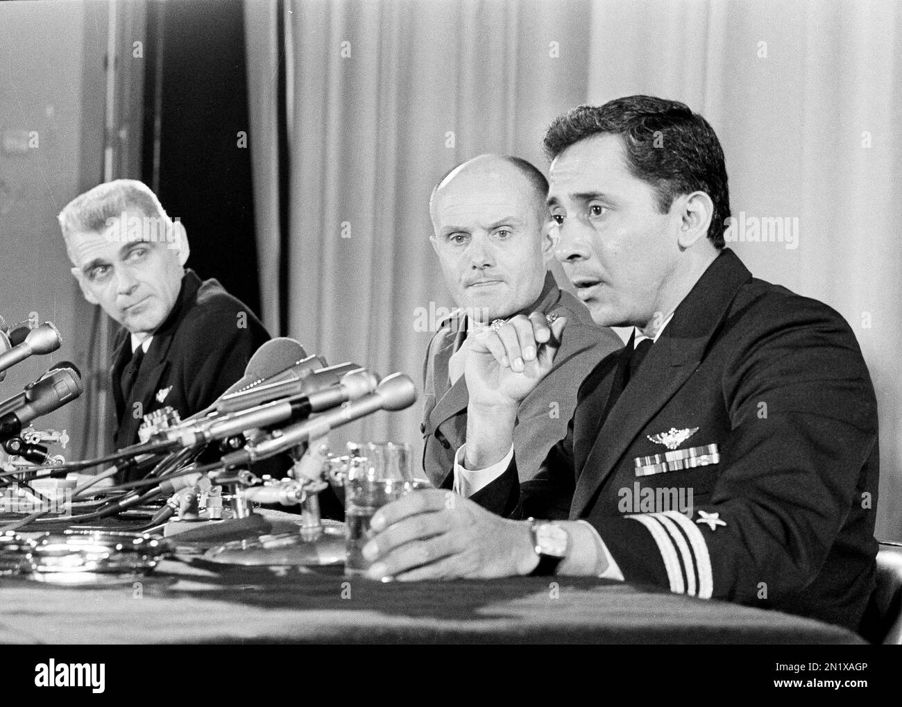 Lt. Cmdr. Everett Alvarez Jr., right, and Lt. Col. John H. Dunn, left ...