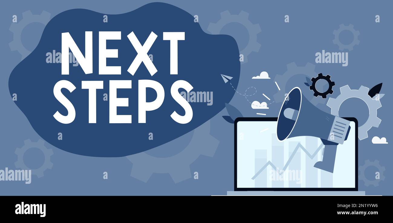 Affichage conceptuel étapes suivantes. Nombre d'idées commerciales du ...