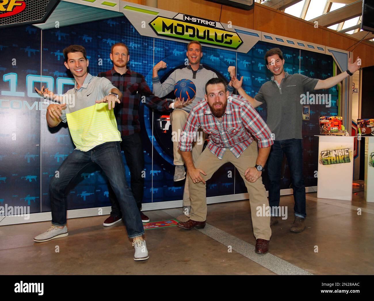 Trick shot YouTube stars Dude Perfect members from left, Coby Cotton ...