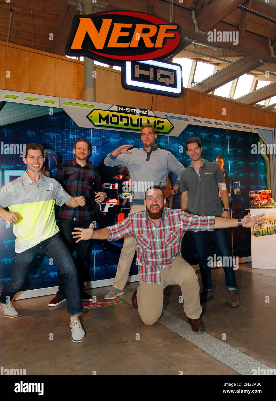 Trick shot YouTube stars Dude Perfect members from left, Coby Cotton ...
