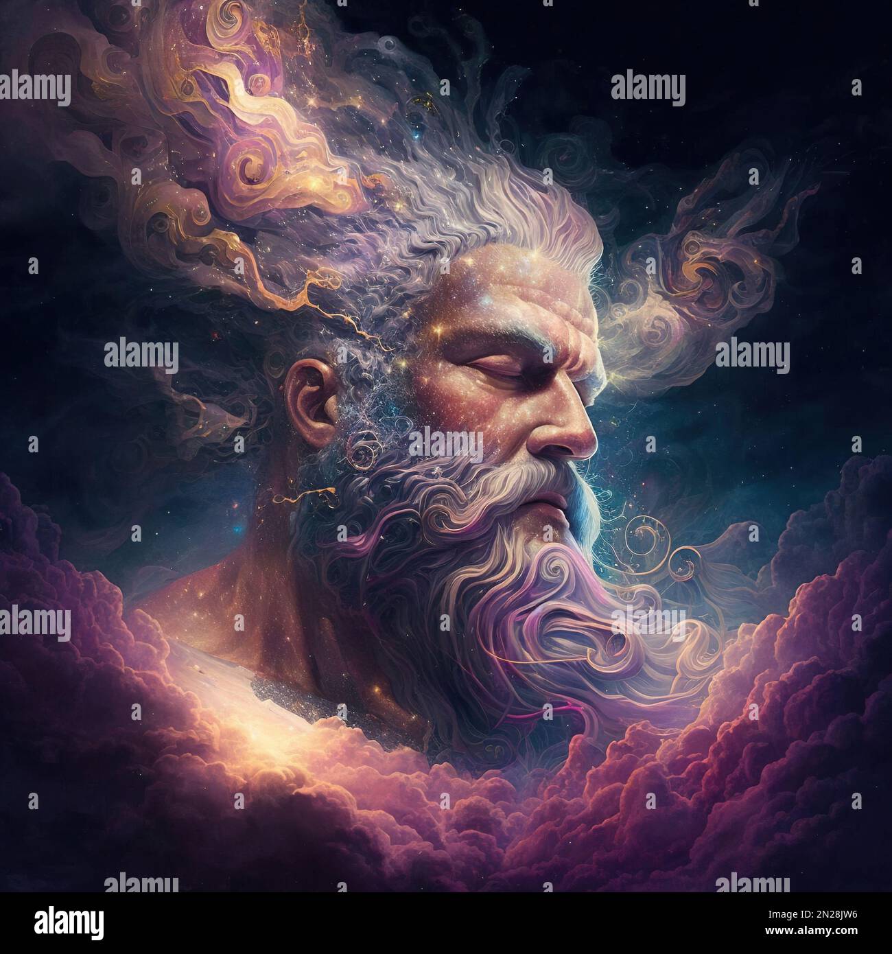 Illustration mythologique de Dieu créant l'univers Photo Stock - Alamy