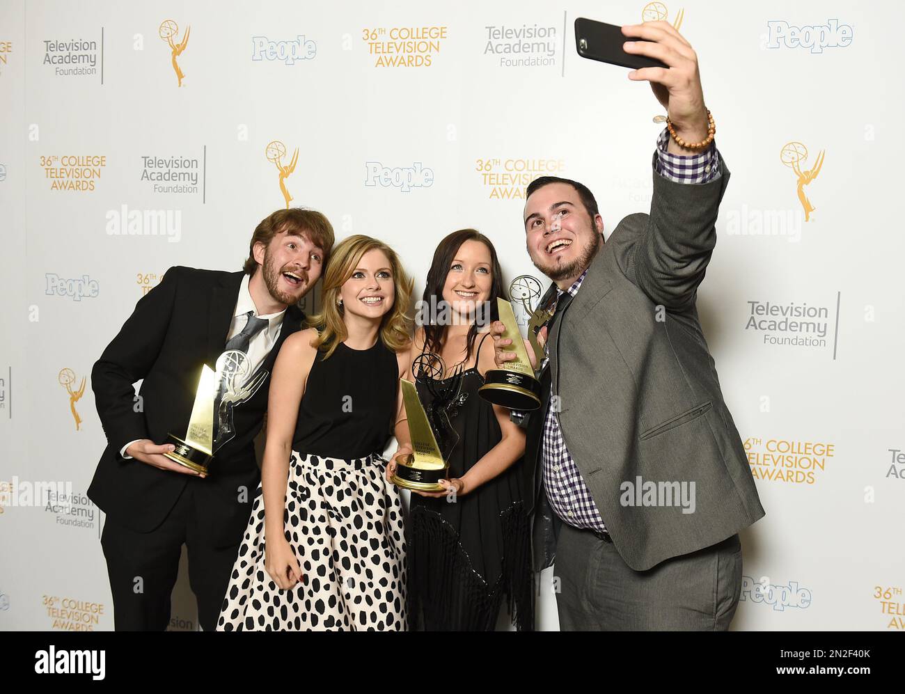 Rose McIver, second from left, with Zach Ehrlich, and from left, Tess ...