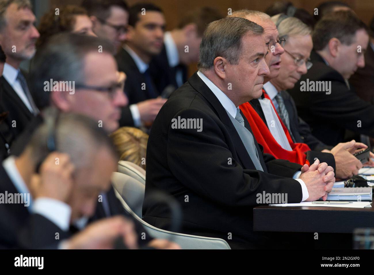 Nicaragua's agent Carlos Jose Arguello Gomez, fourth from right, and ...