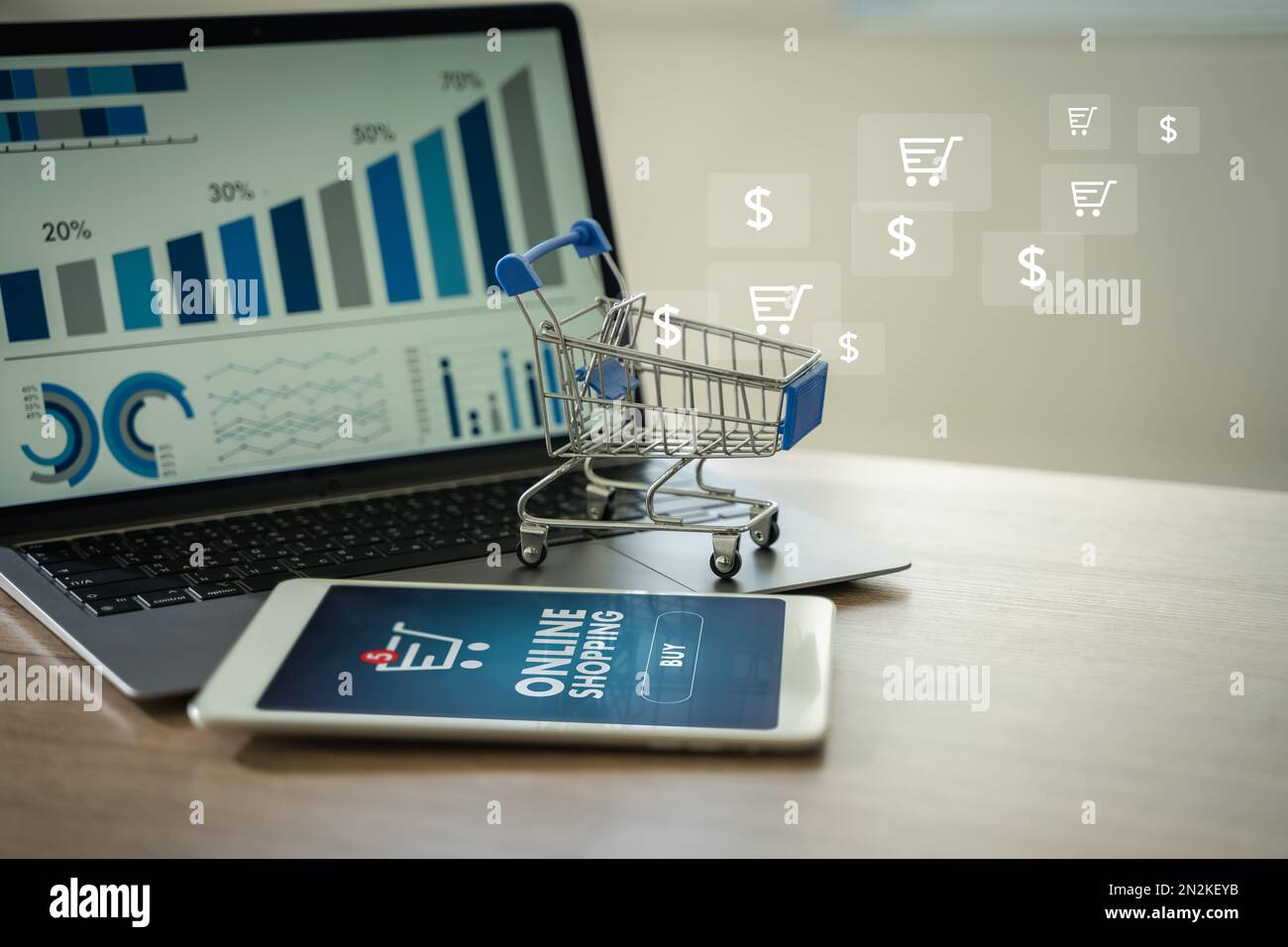 e-commerce marketing achats en ligne sur un ordinateur portable achats ...