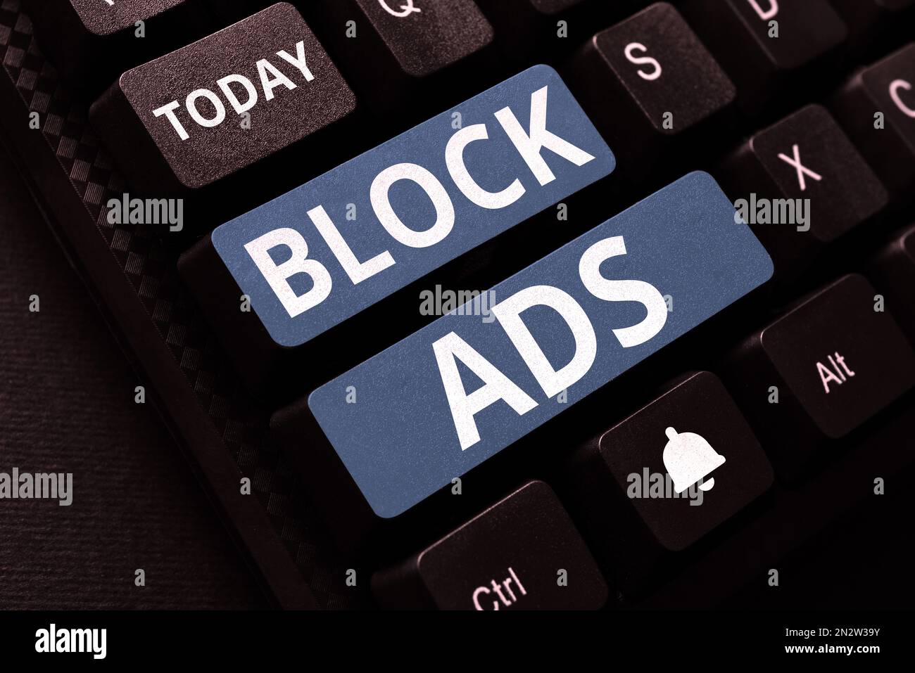 Affichage conceptuel Block Ads, Word écrit sur le programme qui ...