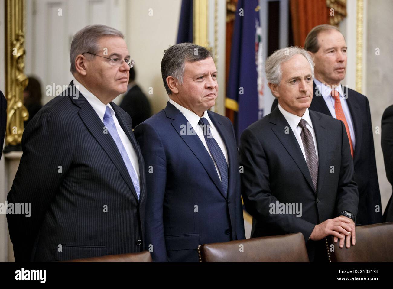 From left, Sen. Bob Menendez, D-N.J., King Abdullah of Jordan, Senate ...