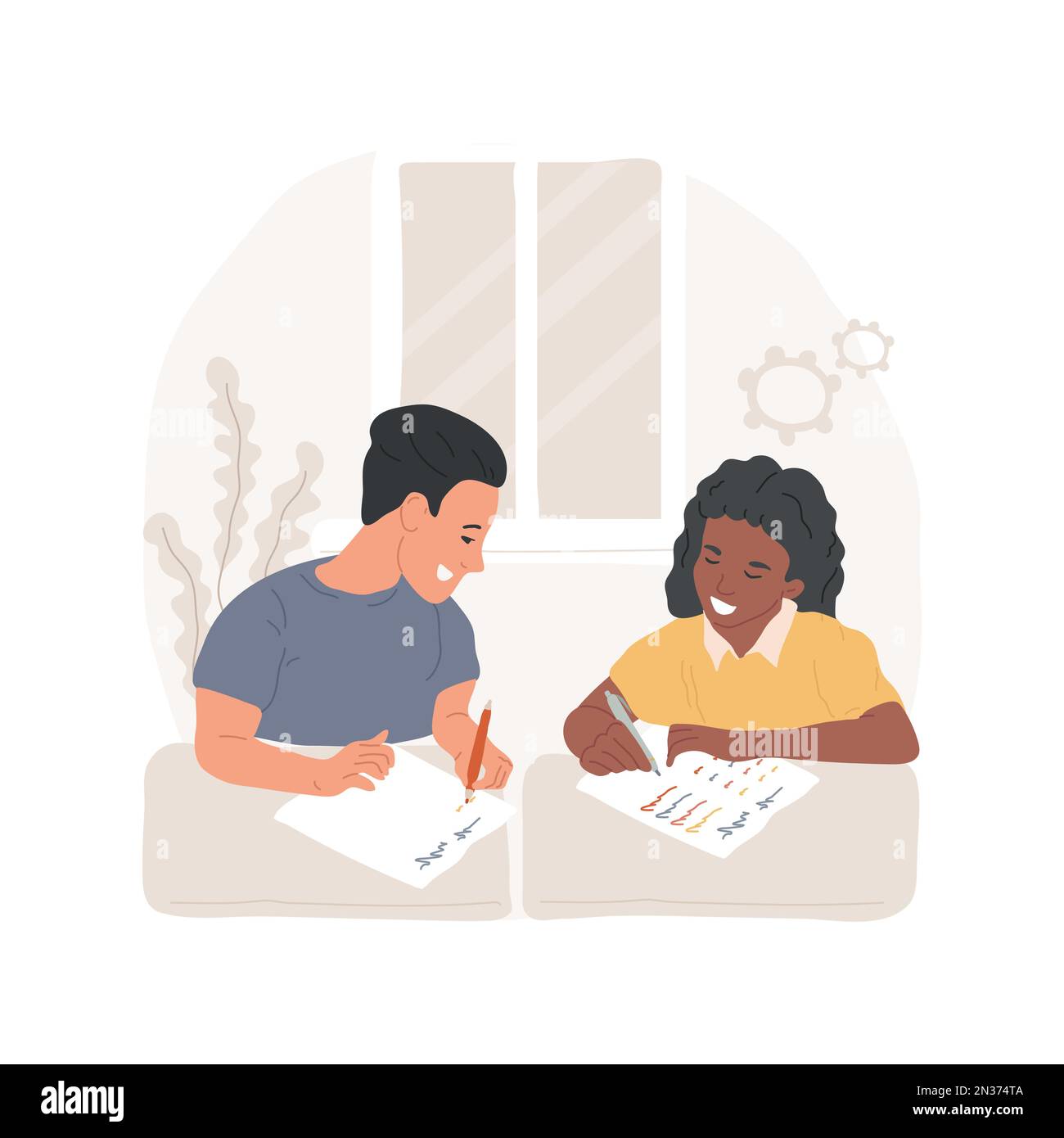 Illustration vectorielle de dessin animé isolée tricherie. Élève ...