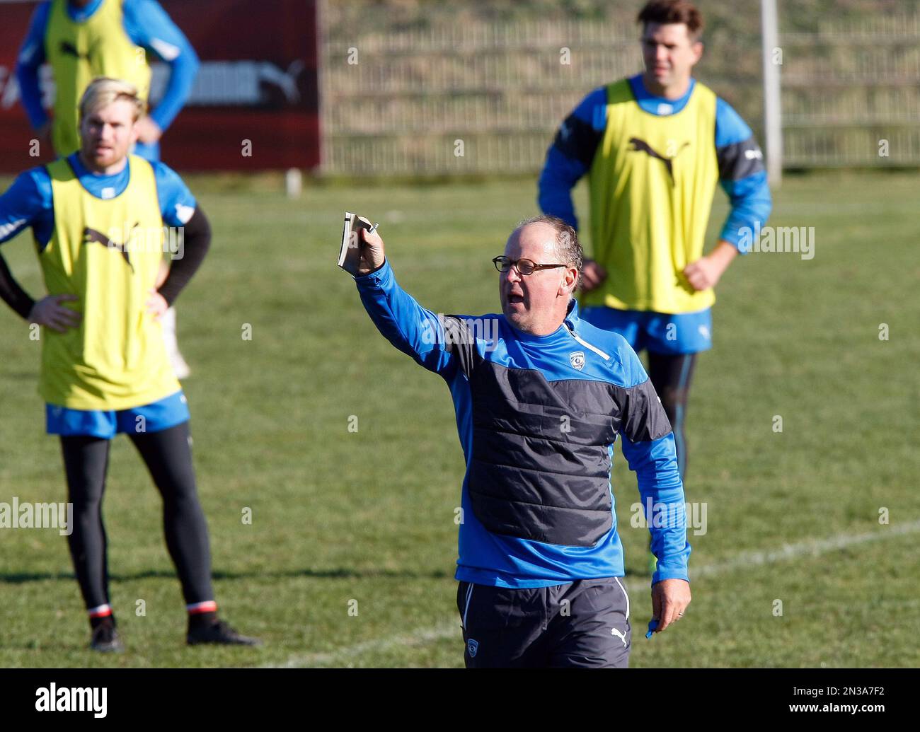 Jake White of South Africa, center, directs his first training as new ...