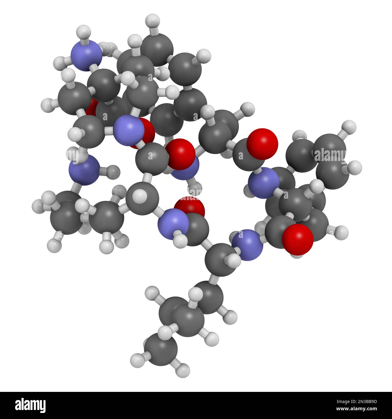 Molécule de médicament de Difelikefalin. 3D rendu. Les atomes sont ...