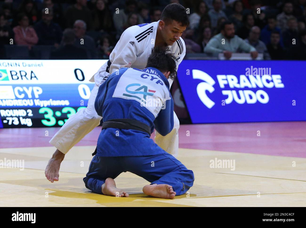 Kyprianos Andreou de Chypre et Daniel Cargnin du Brésil pendant le Judo ...