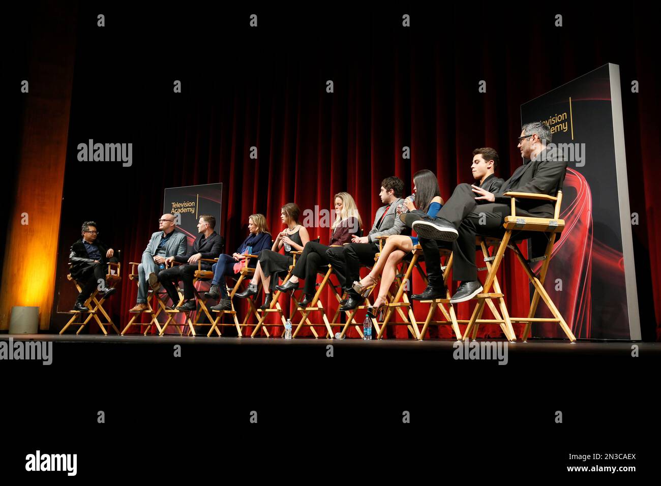 From left to right, moderator Alec Mapa, executive Producer, showrunner ...