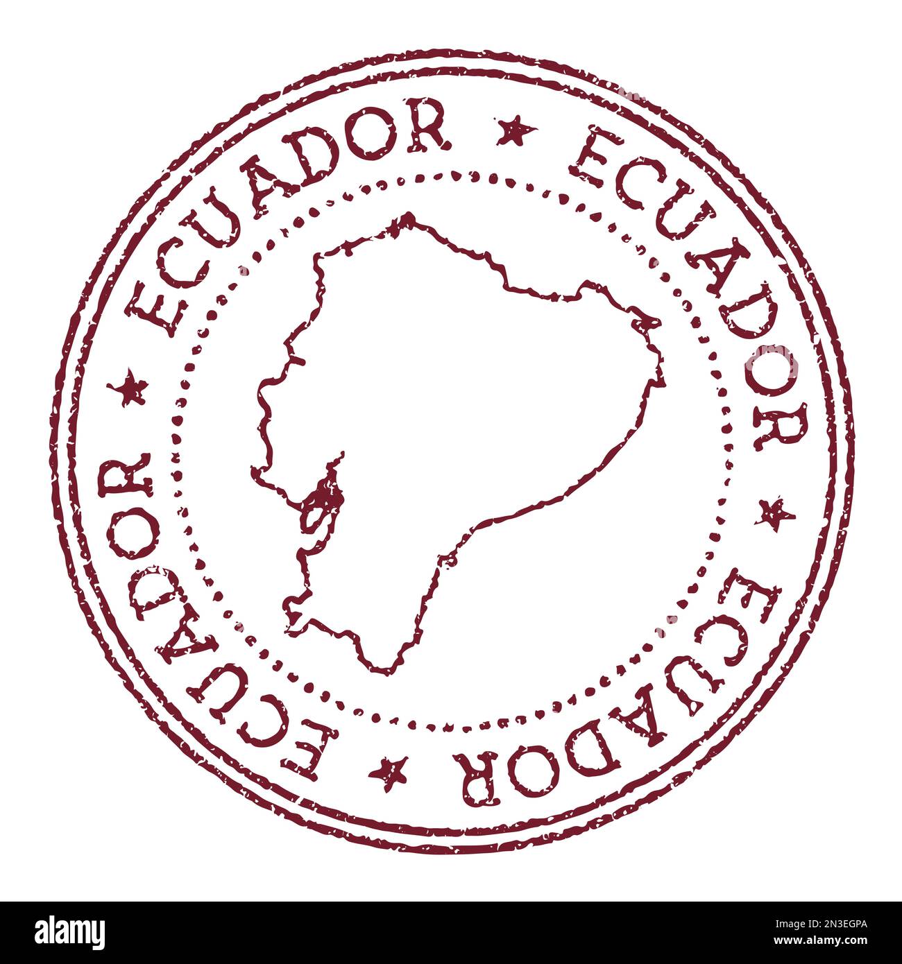 Timbre rond en caoutchouc de l'Équateur avec carte du pays. Timbre ...