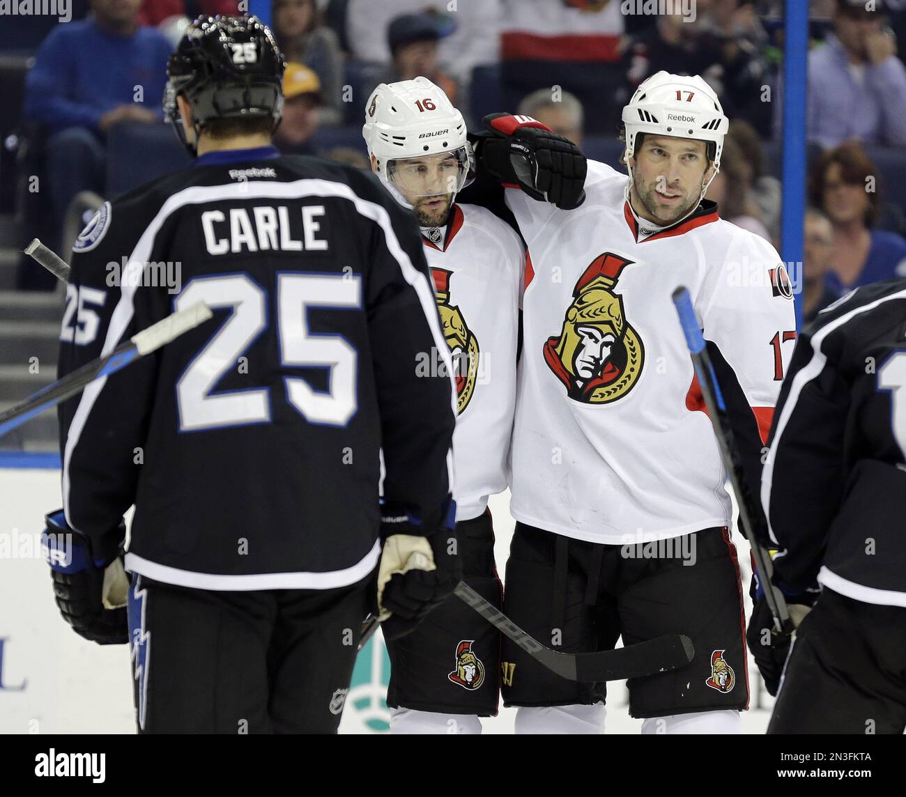 Ottawa Senators center David Legwand (17) celebrates his goal against ...