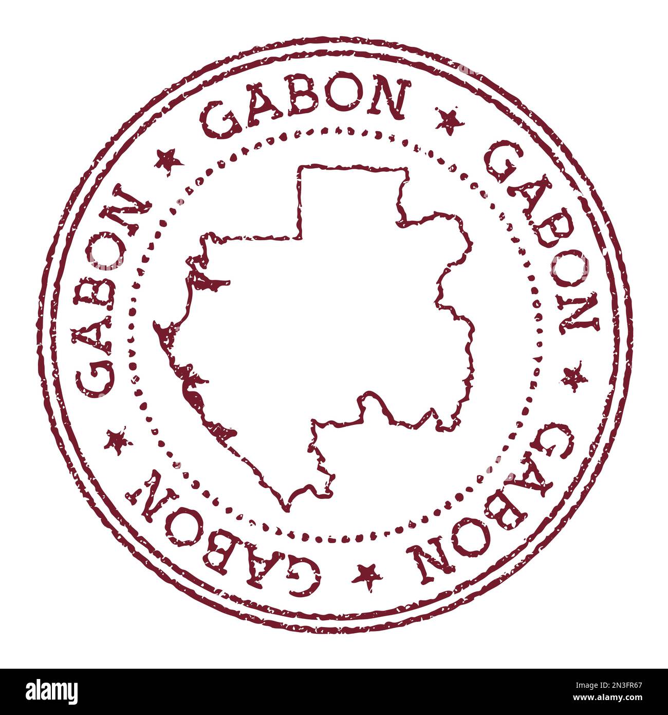 Timbre rond en caoutchouc du Gabon avec carte des pays. Timbre ...