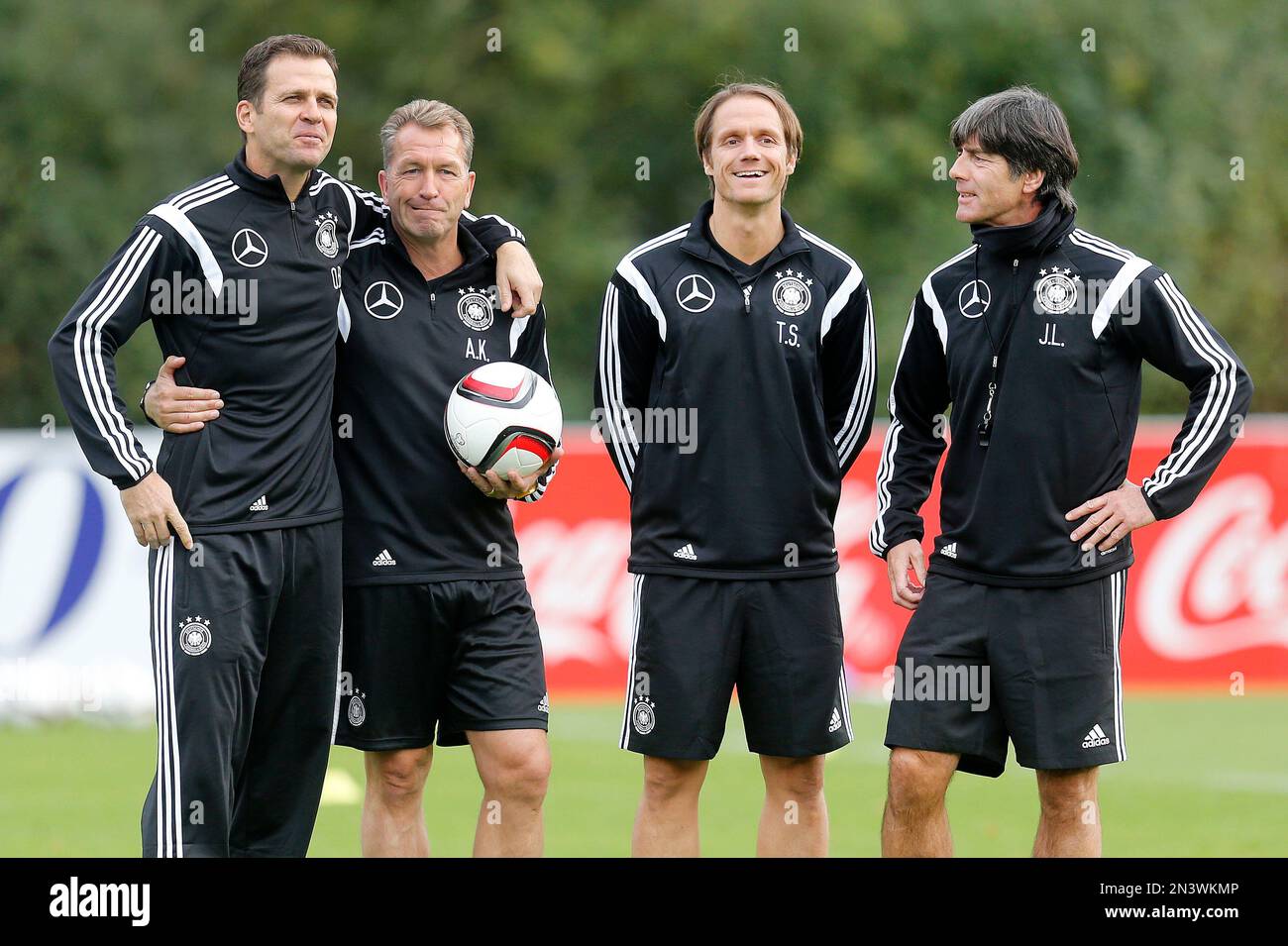 Manager Oliver Bierhoff, goalkeeper coach Andreas Koepcke, assistant ...