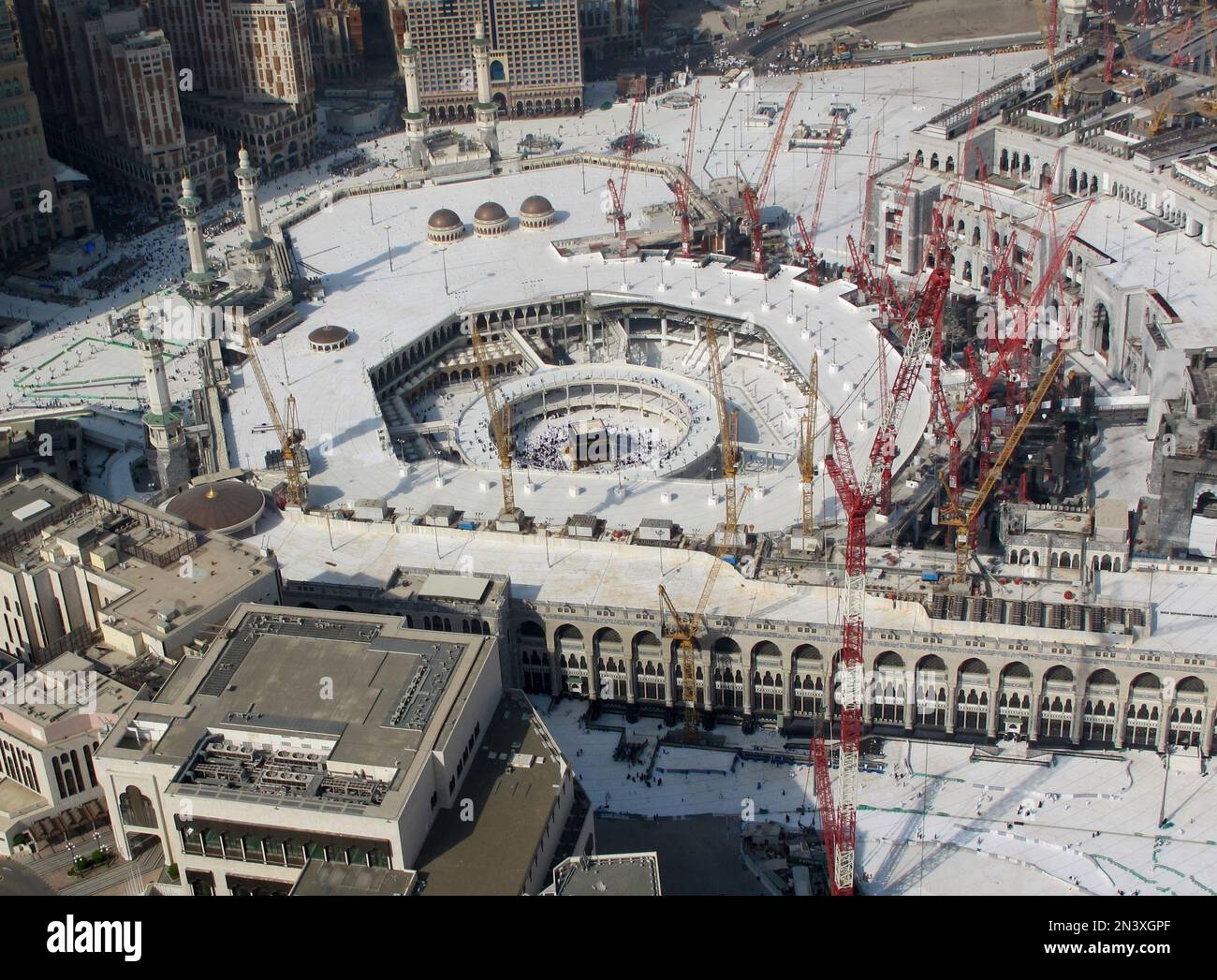 This aerial image made from a helicopter shows Muslim pilgrims circling ...