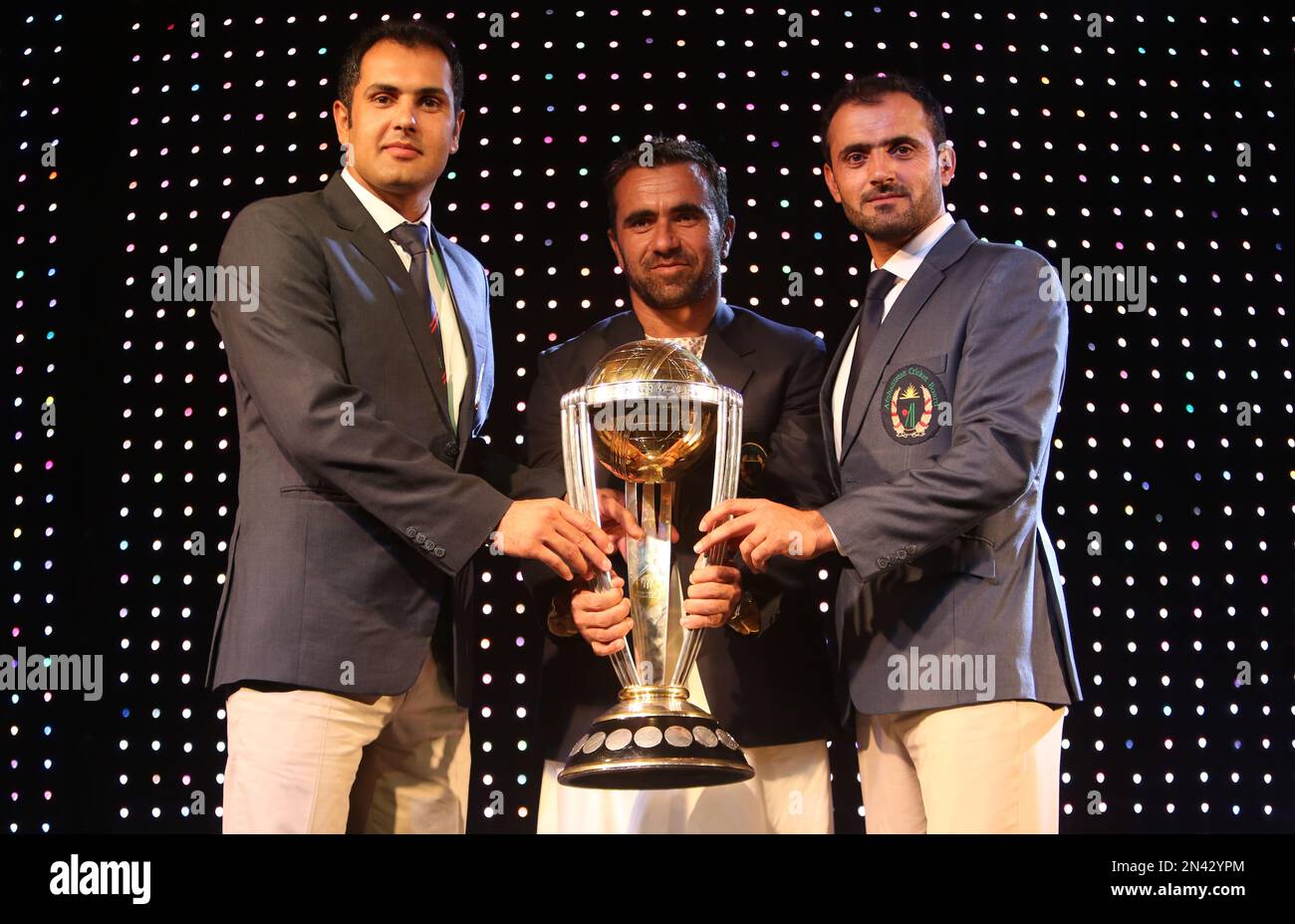 From left, captain of the Afghan national cricket team Mohammad Nabi ...