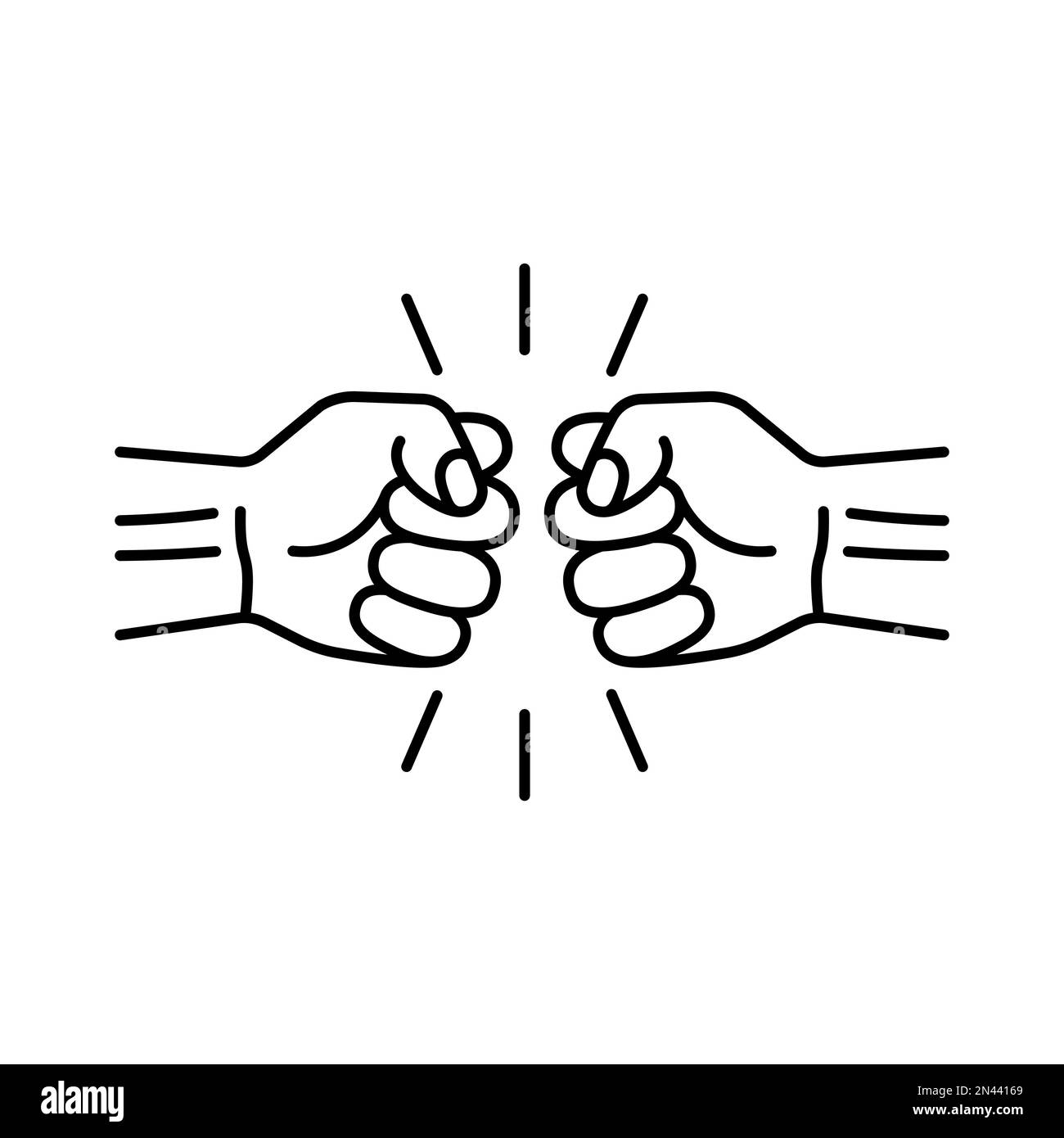 Icône de poing linéaire. Icône perforatrice. Les poings se cognent ...