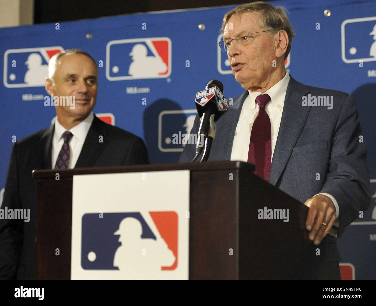 Major League Baseball Commissioner Allan H. "Bud" Selig, right, and ...