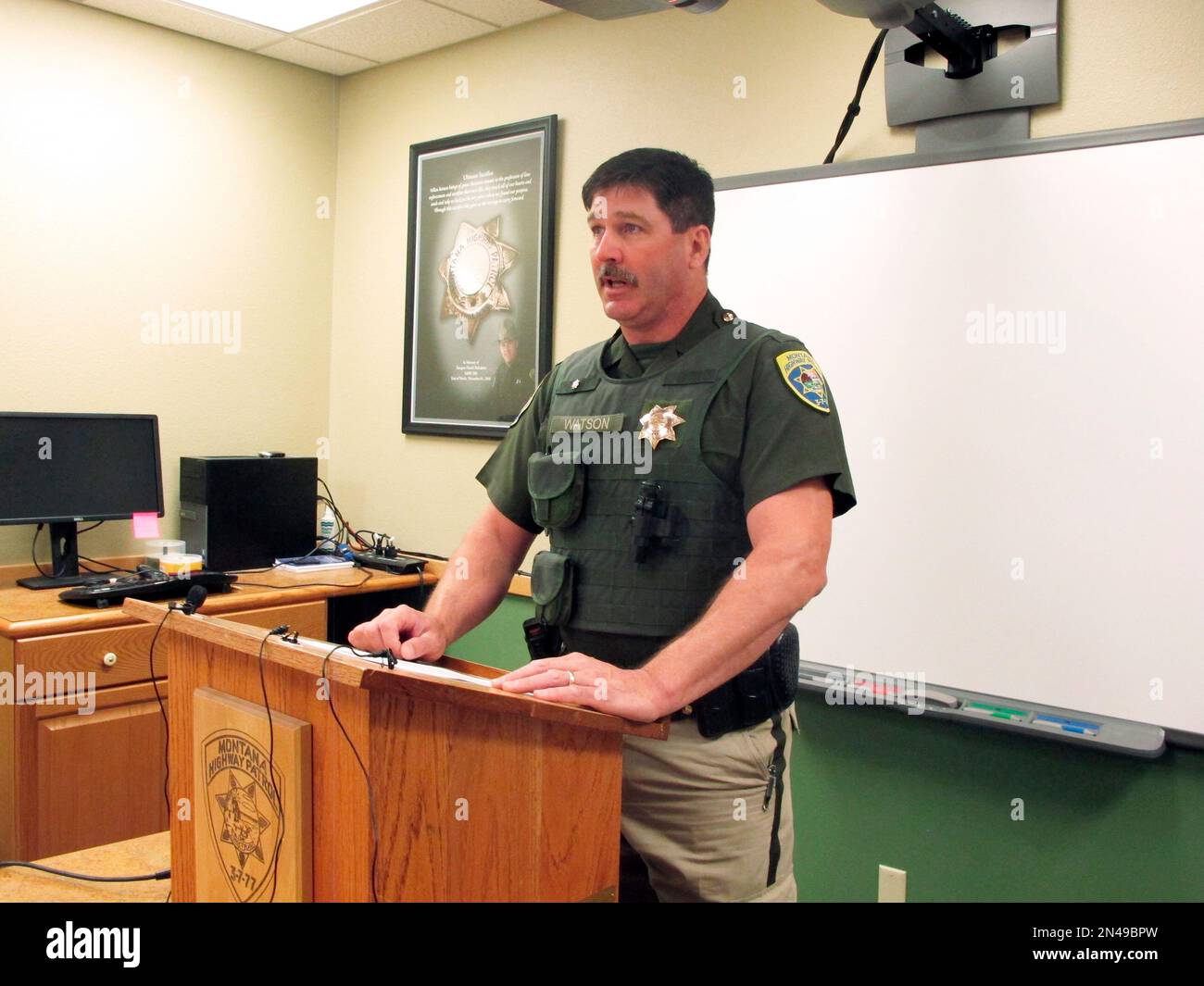 Montana Highway Patrol Lt. Col. Greg Watson speaks to reporters about ...
