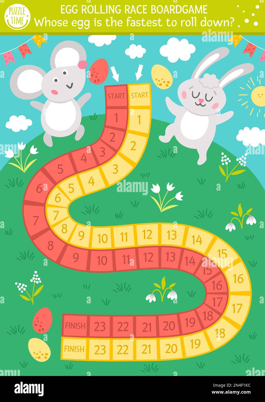 Jeu de plateau de course à œufs de Pâques pour les enfants avec un joli ...