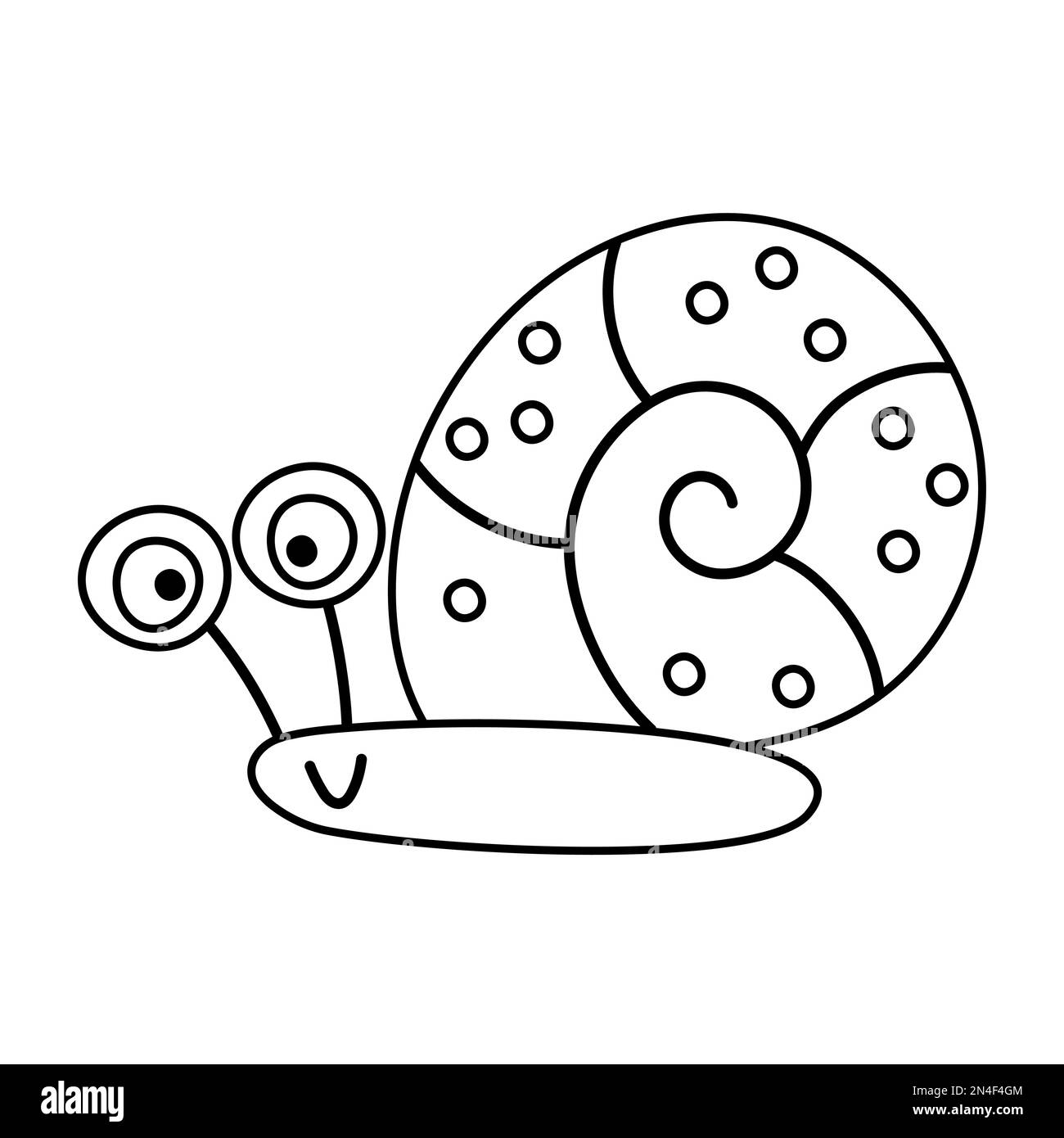Icône en forme d'escargot noir et blanc vectoriel. Outline page de ...
