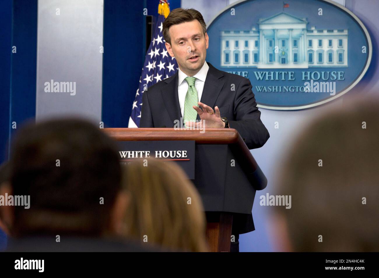 White House Press secretary Josh Earnest speaks to the media during the ...