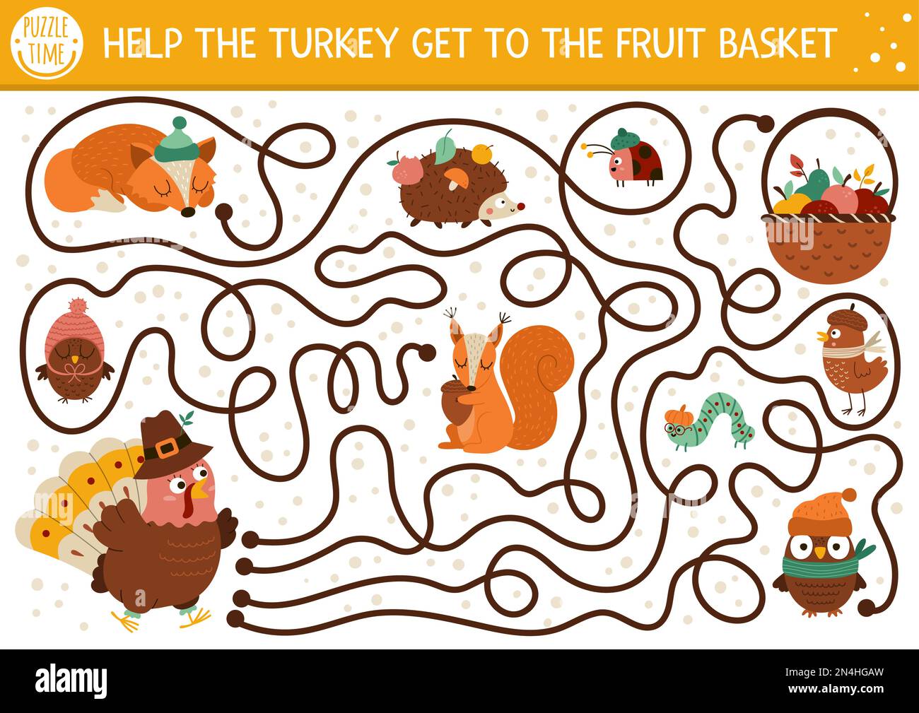 Labyrinthe pour les enfants le jour de Thanksgiving. Activité ...