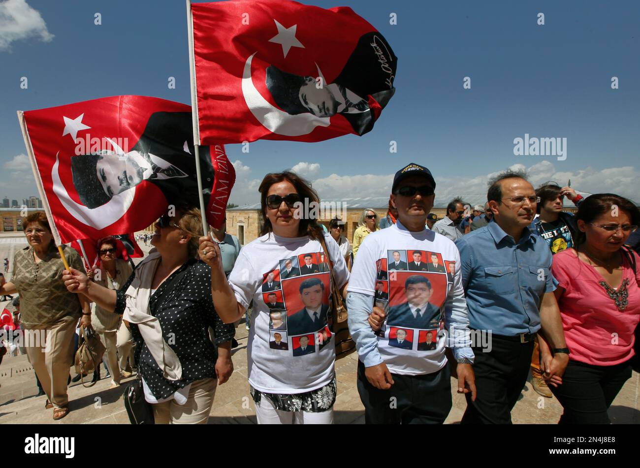 Turkish army officers released from prisons and their families, holding ...