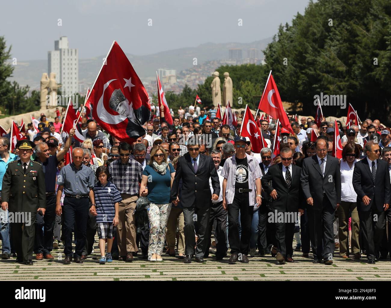 Turkish army officers released from prisons and their families walk to ...