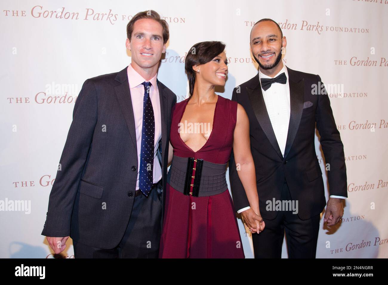 Peter W. Kunhardt, Jr., from left, Alicia Keys, and Swizz Beatz arrive ...