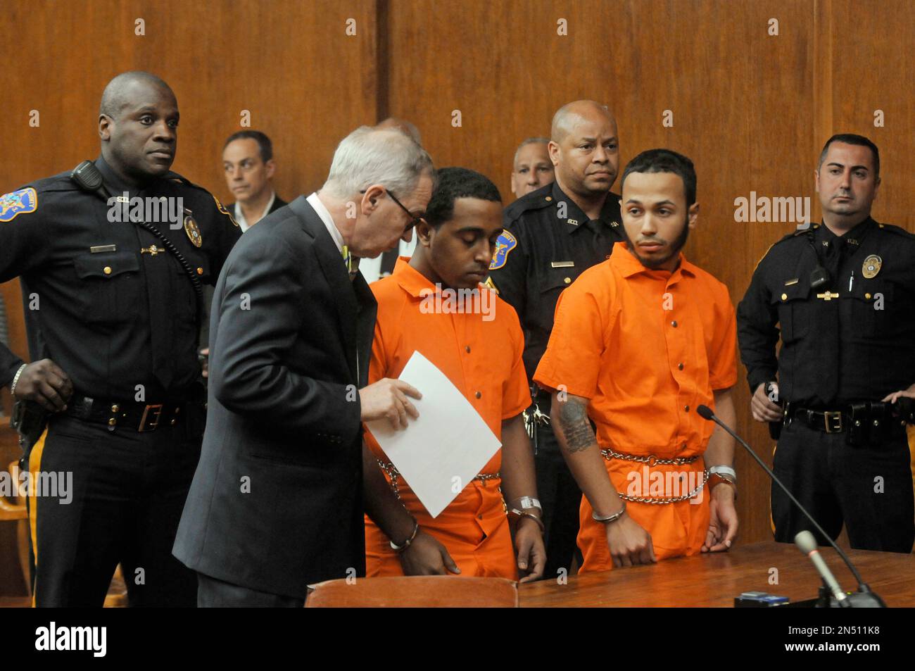 Patrick Morel and Melvin Guzman, right, two of three defendants involved in the marijuana drug ...