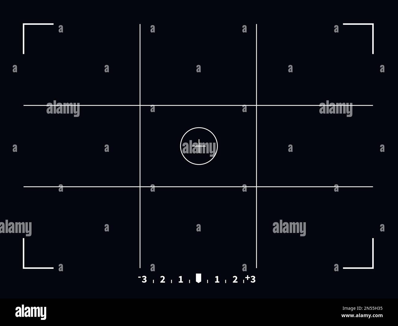 Modèle de viseur avec cadre de mise au point pour appareil photo. Grille d'affichage numérique ...
