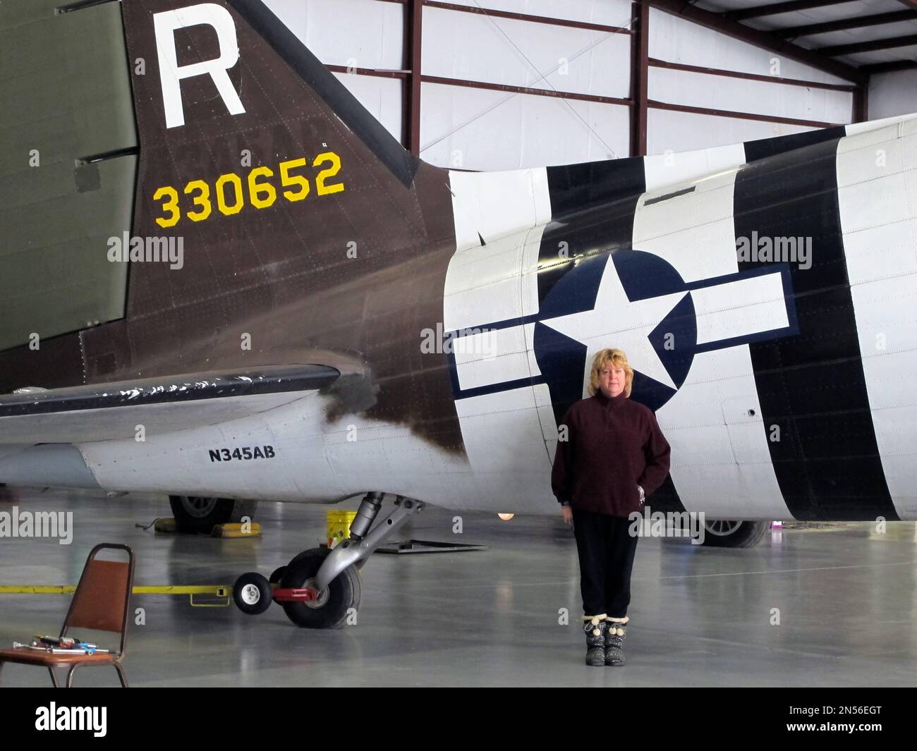 This photo taken March 6, 2014, shows pilot Naomi Wadsworth near a ...