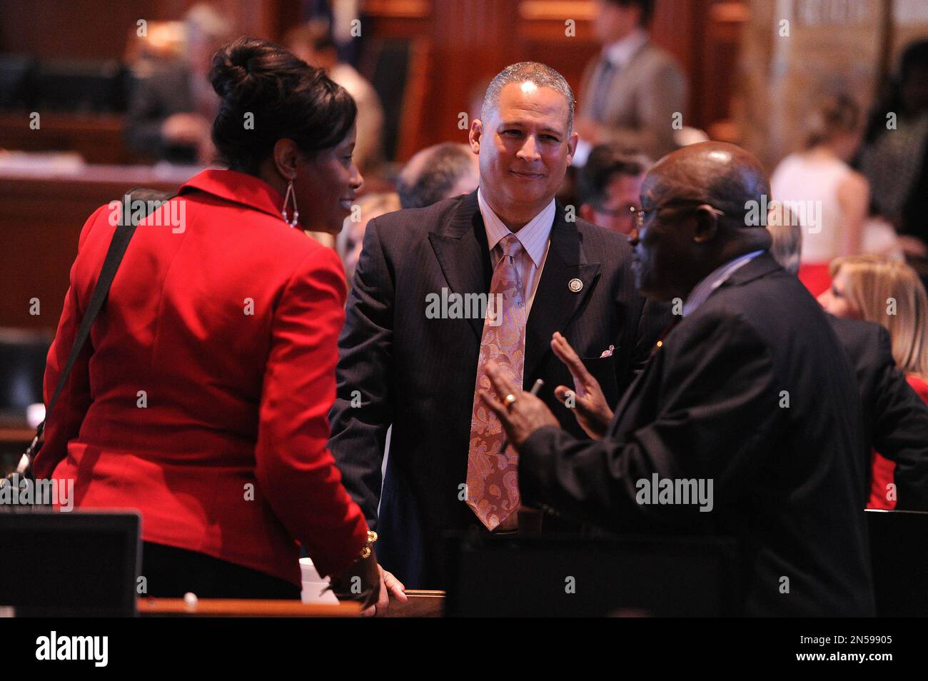From left, Louisiana Rep. Katrina Jackson, D-Monroe, speaks with Rep ...