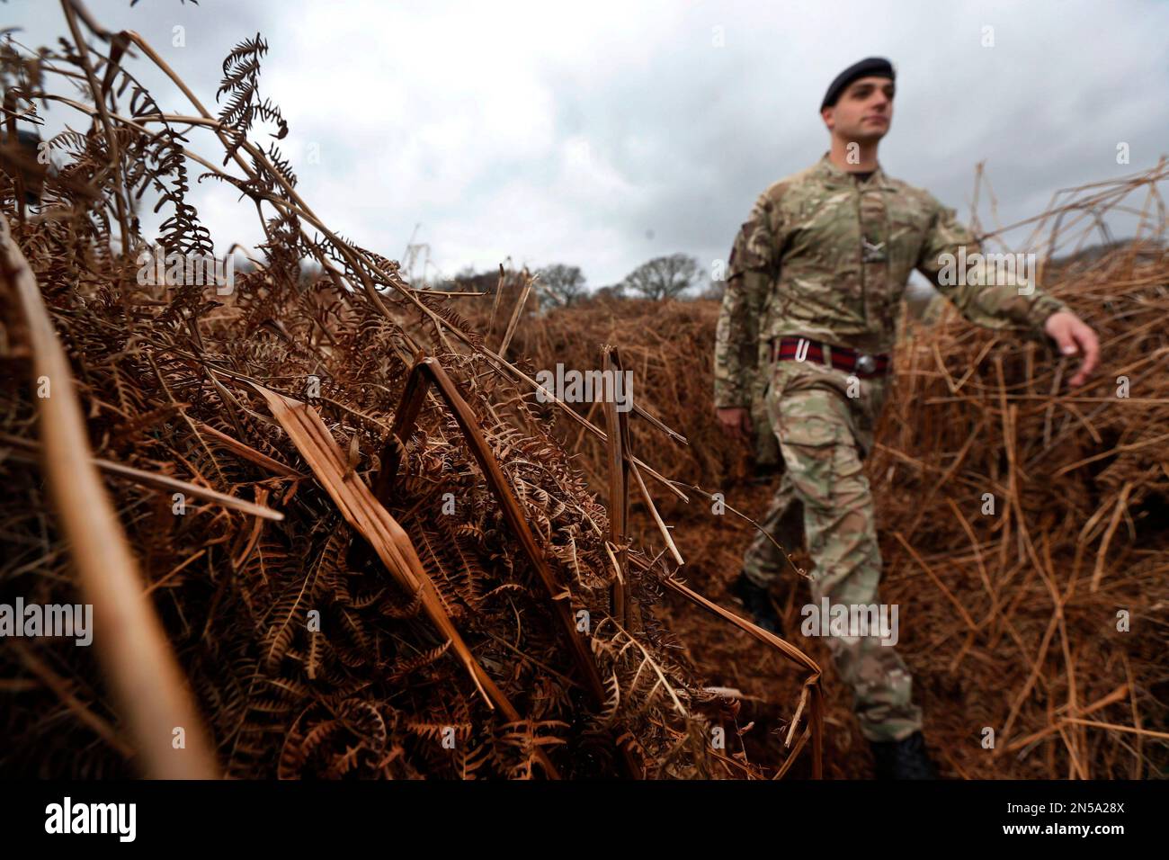 In this March 6, 2014 photo, a British army officer walks on a WW1 ...