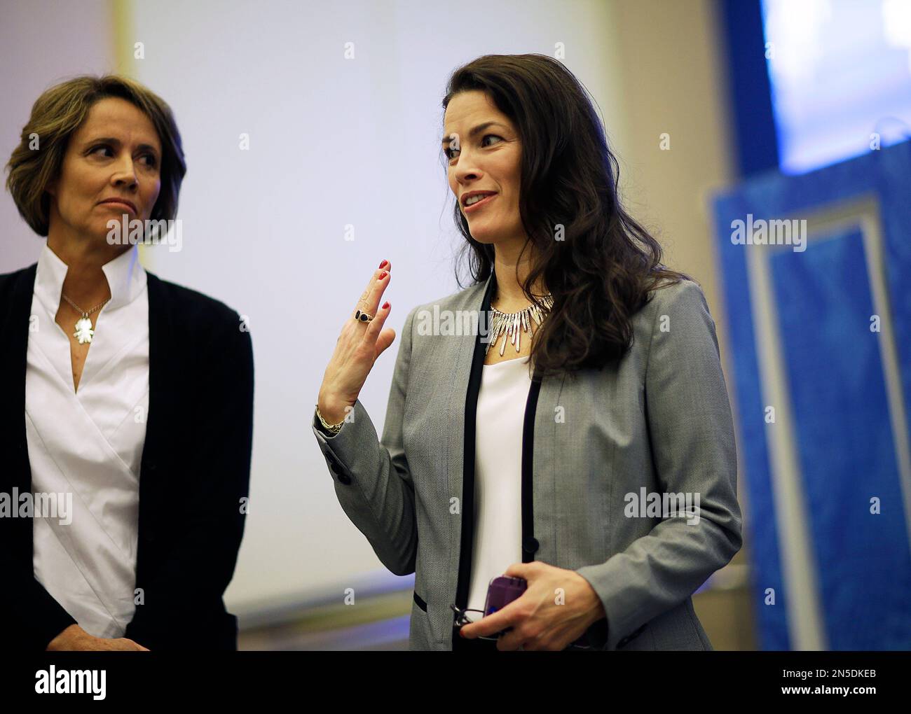 Former Olympic figure skater Nancy Kerrigan, right, stands next to NBC ...