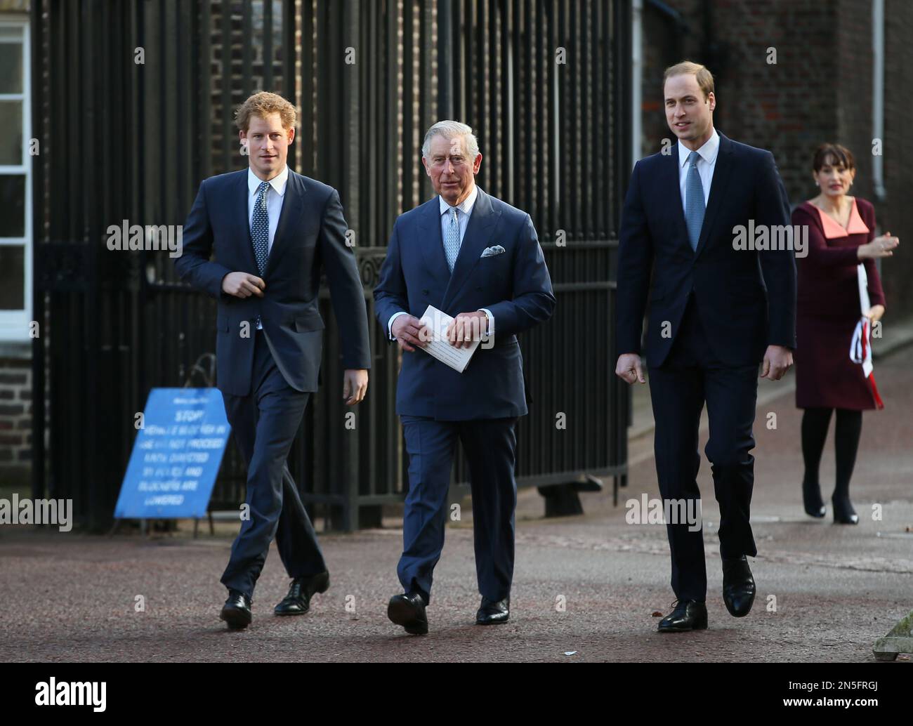 Britain's Prince Charles, center, with his sons Prince William, right ...